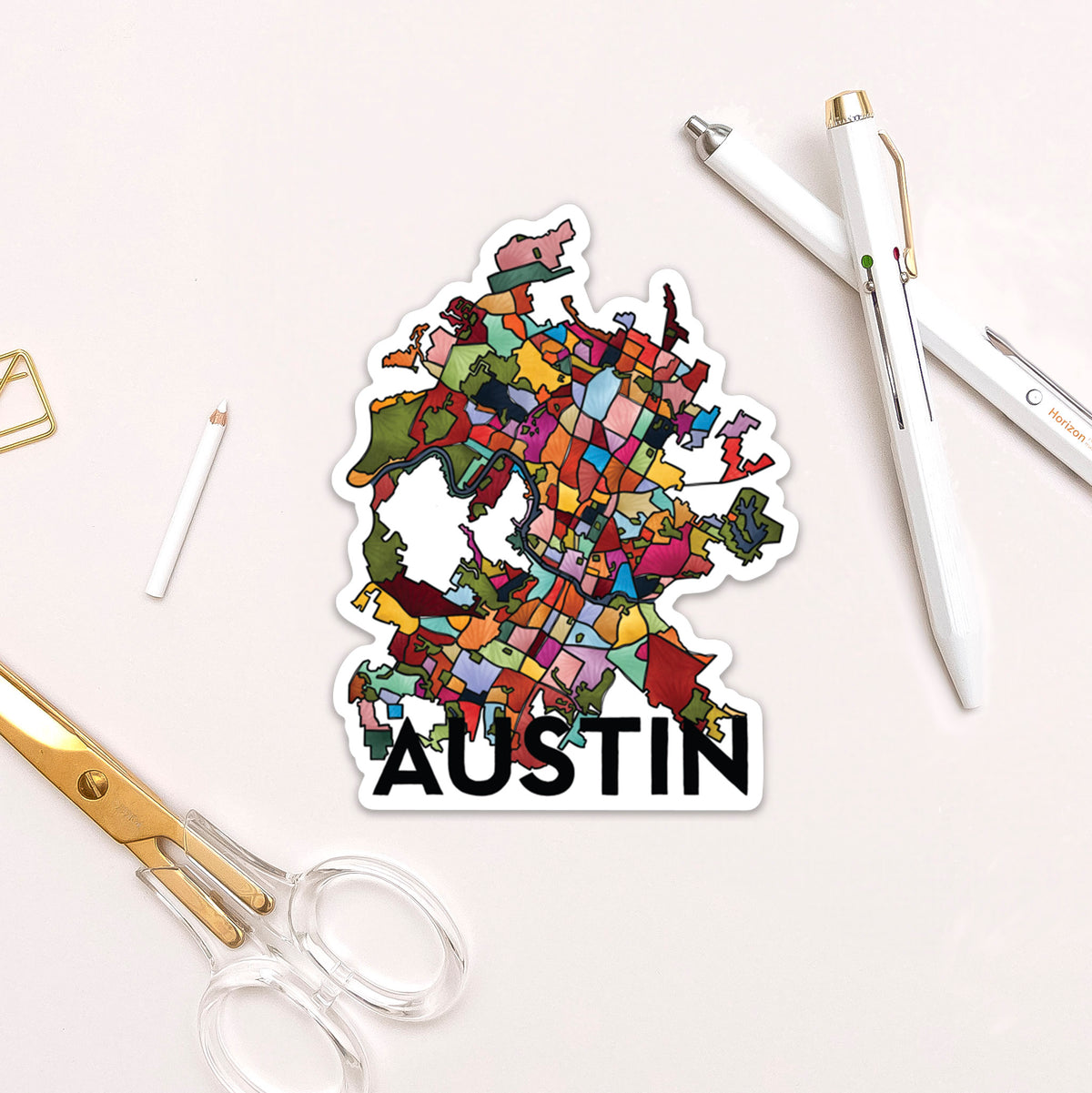 Austin Neighborhoods Sticker — Terratorie Maps + Goods