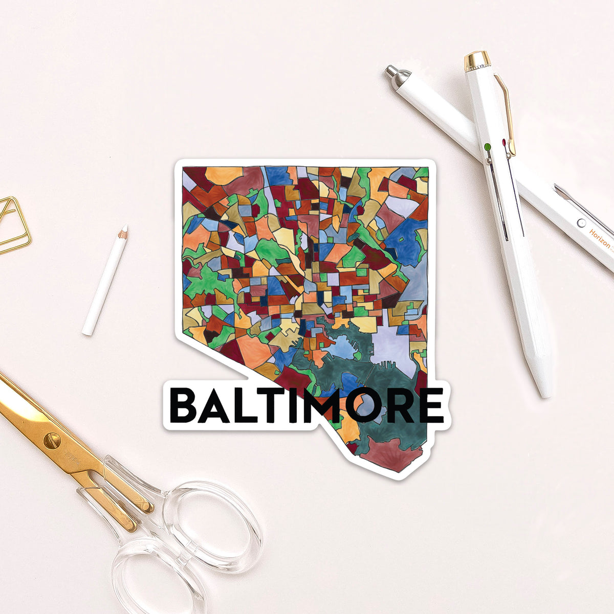 Baltimore Neighborhoods Sticker — Terratorie Maps + Goods