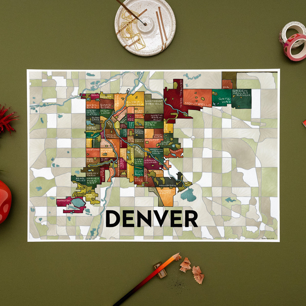 Denver Neighborhoods Print — Terratorie Maps + Goods