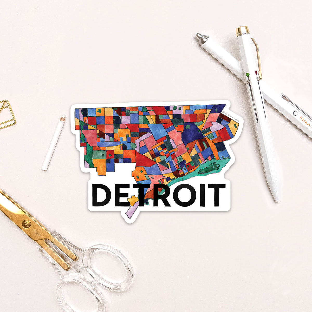 Detroit Neighborhoods Sticker — Terratorie Maps + Goods