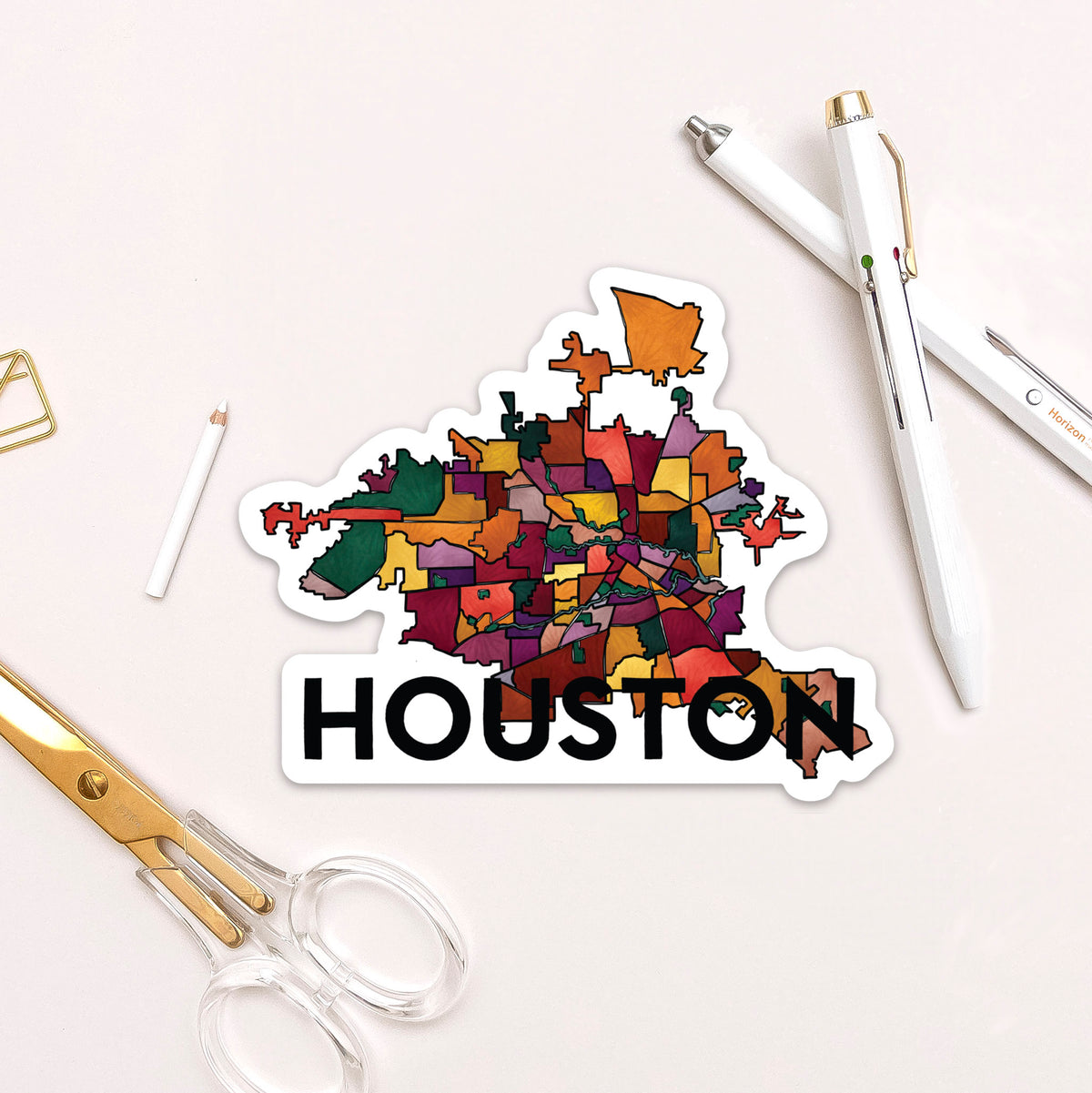 Houston Neighborhoods Sticker — Terratorie Maps + Goods