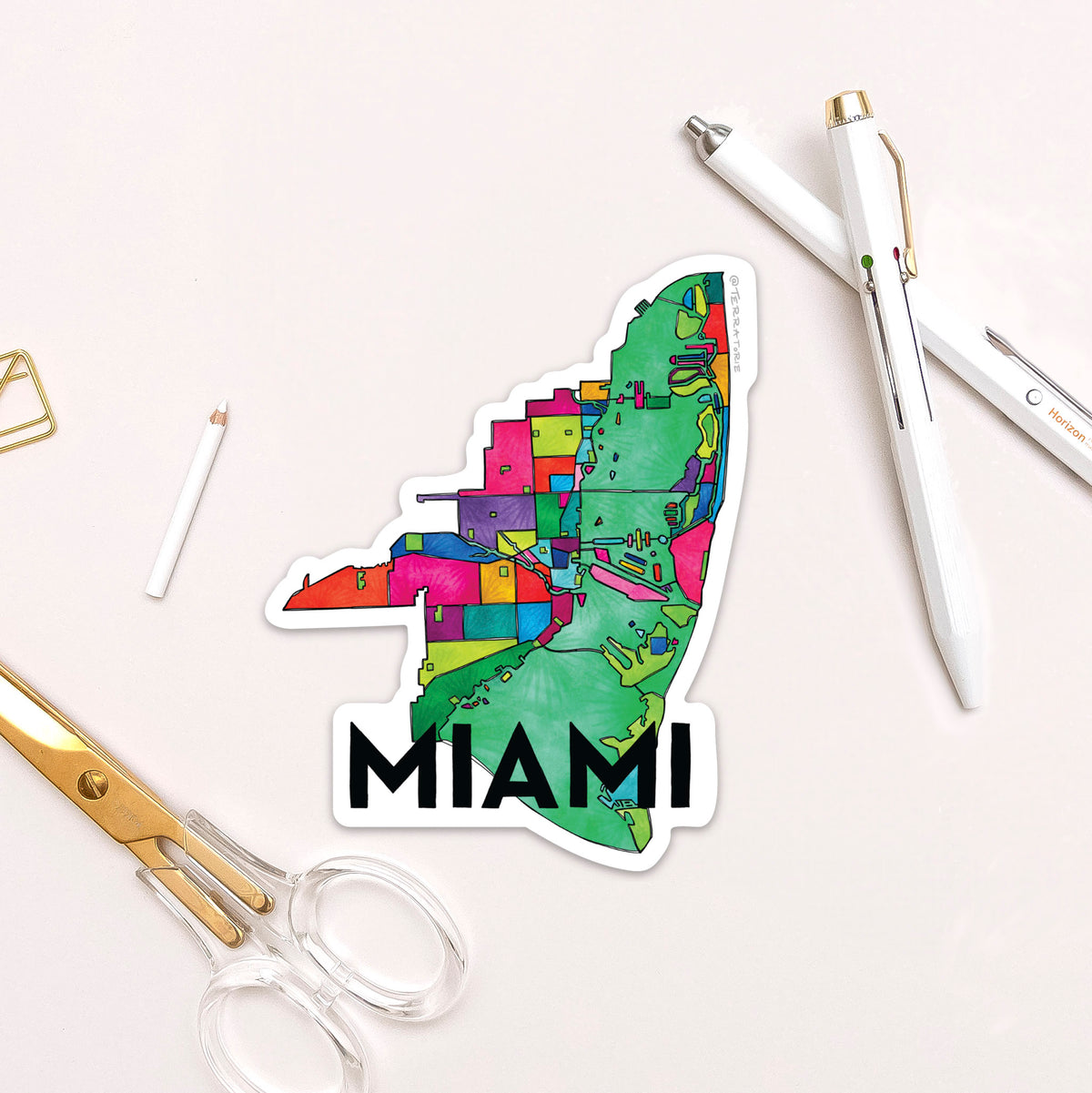 Miami Neighborhoods Sticker — Terratorie Maps + Goods