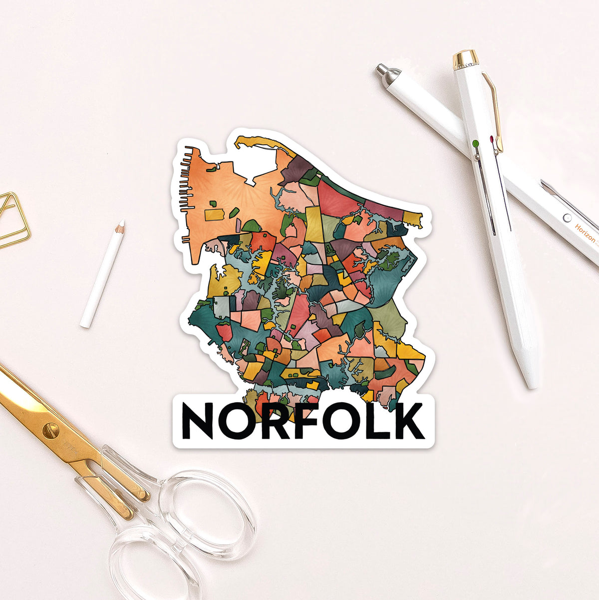 Norfolk Neighborhoods Sticker — Terratorie Maps + Goods