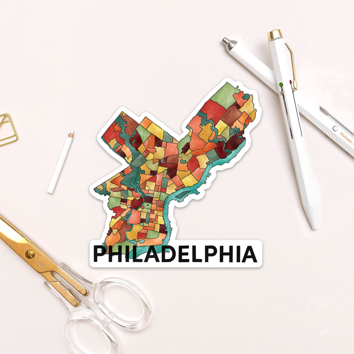 Philadelphia Neighborhoods Sticker — Terratorie Maps + Goods