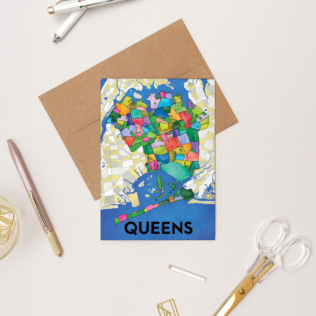 Queens Neighborhoods Greeting Card — Terratorie Maps + Goods