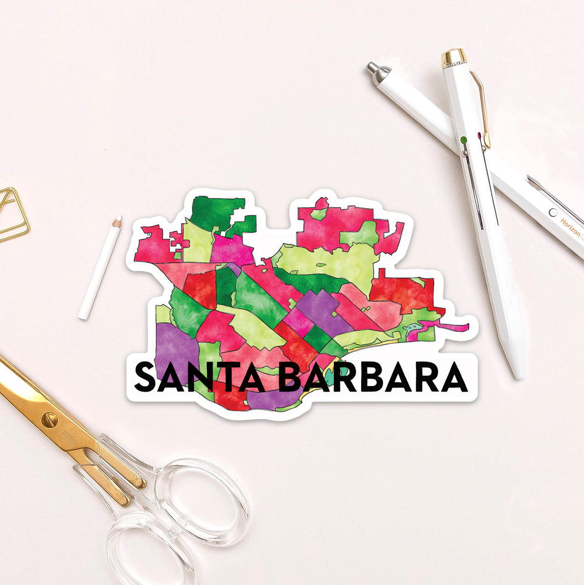 Santa Barbara Neighborhoods Sticker — Terratorie Maps + Goods