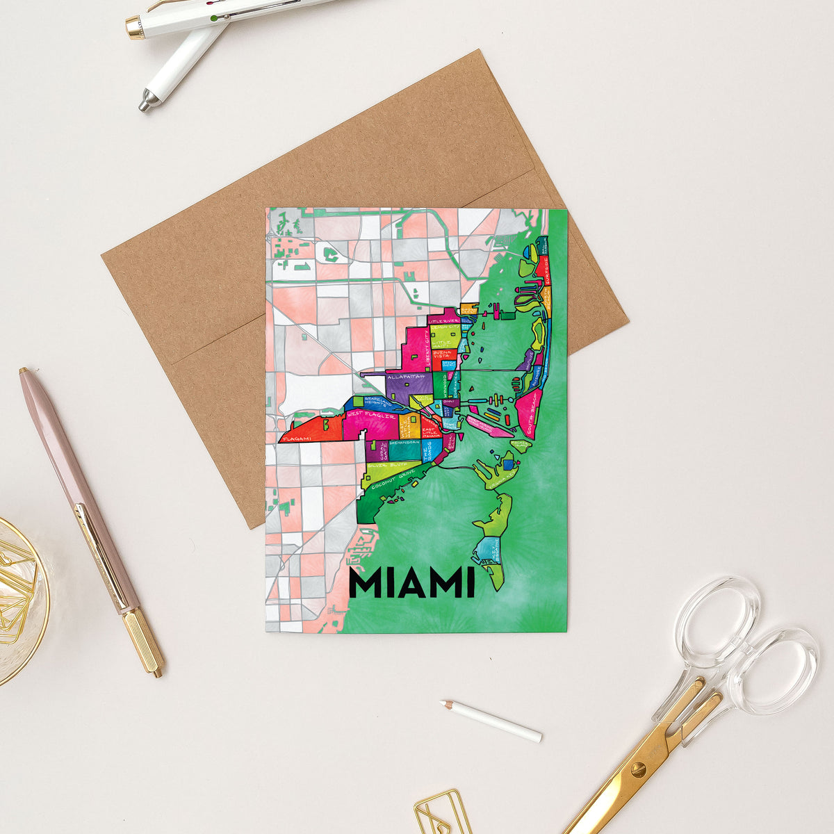 Miami Neighborhoods Greeting Card — Terratorie Maps + Goods