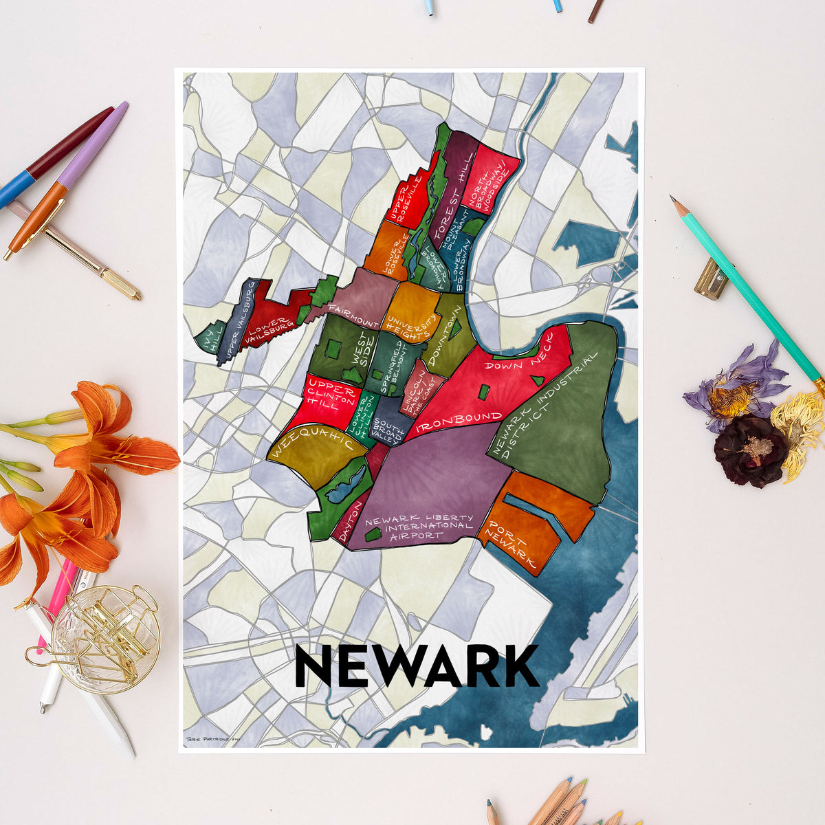 Newark, NJ Neighborhoods Print — Terratorie Maps + Goods