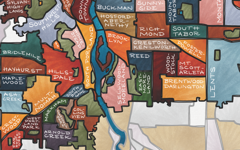 Portland Neighborhoods Print — Terratorie Maps + Goods