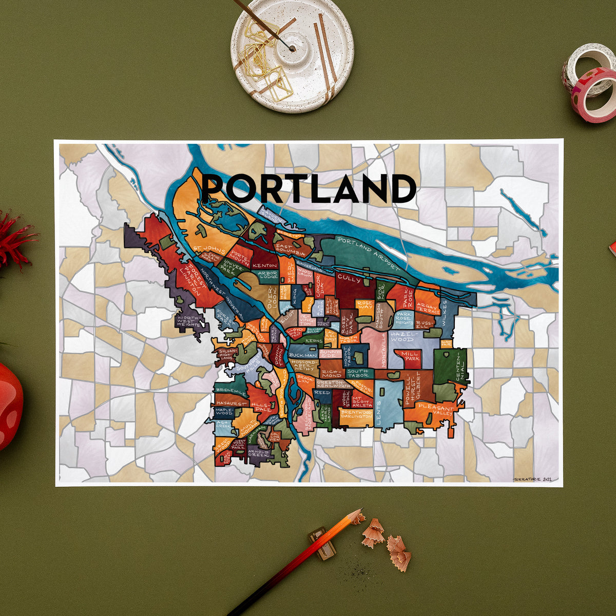 Portland Neighborhoods Print — Terratorie Maps + Goods